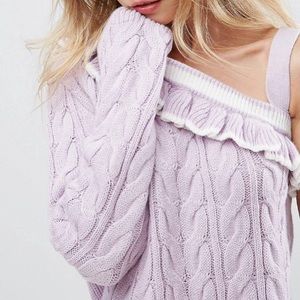 ASOS | Sweaters | Nwt Asos Oneshoulder Cable Knit Sweater With Tipping ...